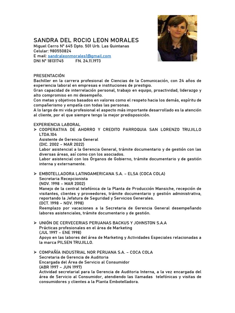 CV Sandra | PDF | Software | Business