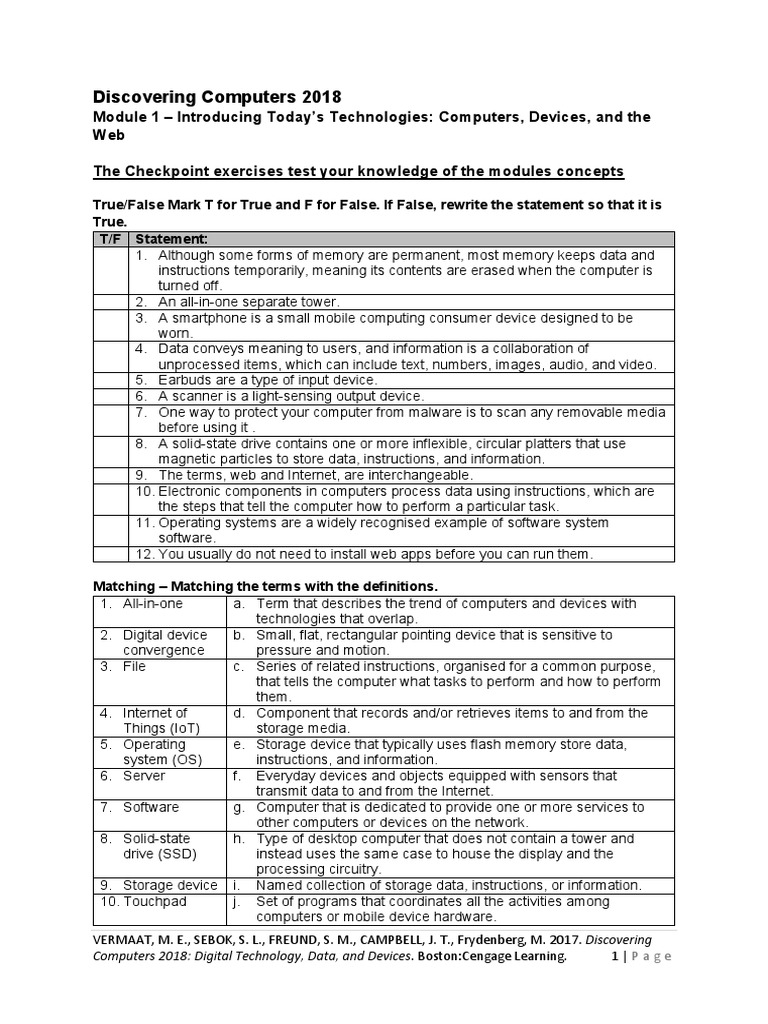 Module 1 Checkpoint Exercises | Download Free PDF | Computer Hardware ...