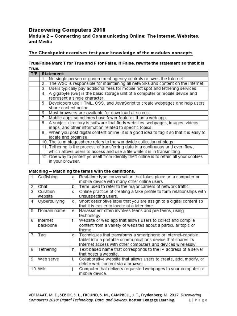 Module 2 Checkpoint Exercises | PDF | World Wide Web | Internet & Web