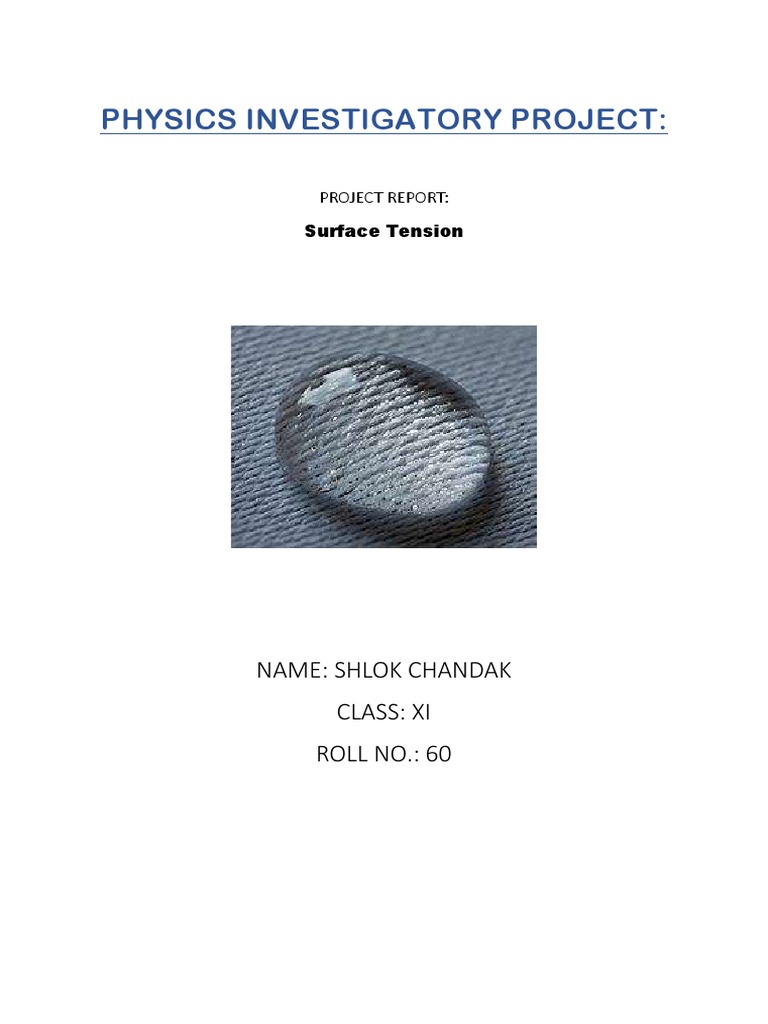 Investigating Surface Tension Effects | PDF | Water | Surface Tension