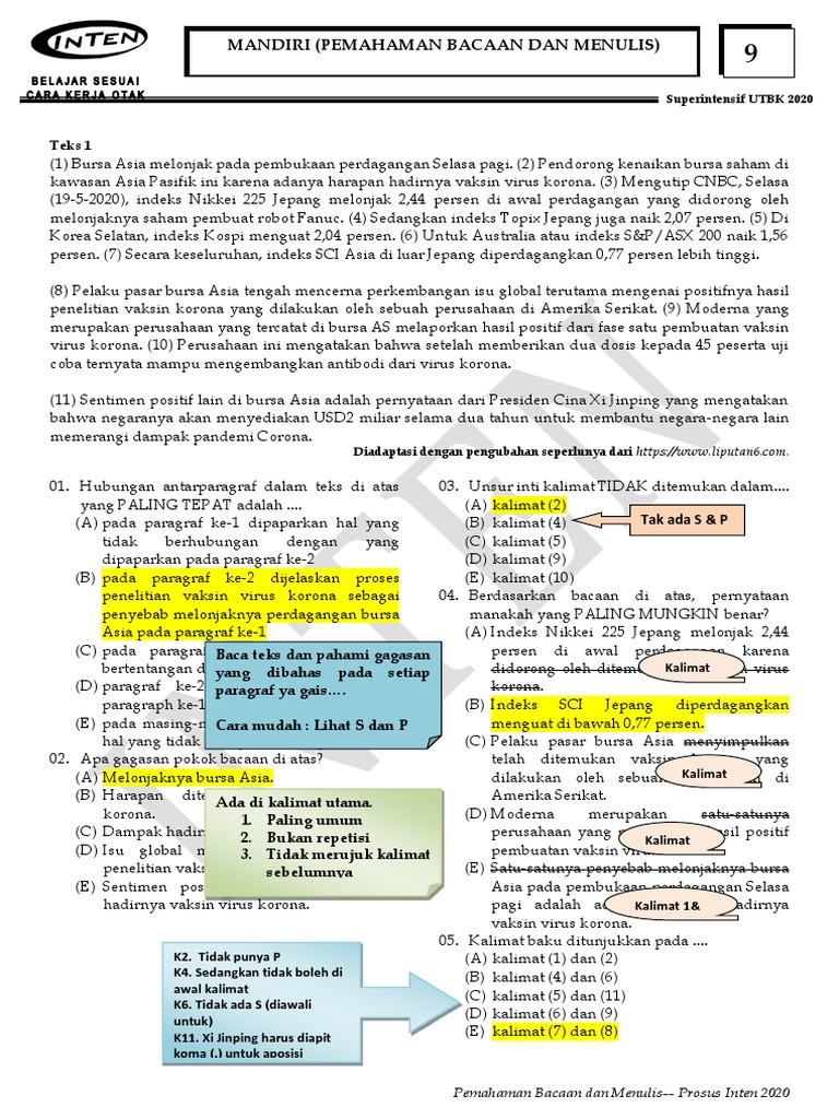 Mandiri PBM Pembahasan Superintensif 2020 | PDF