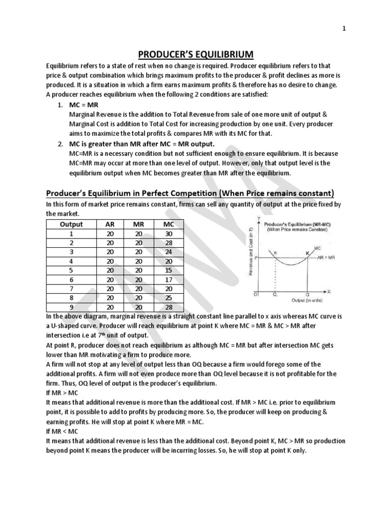 Producer's Equilibrium | PDF | Economic Equilibrium | Profit (Economics)