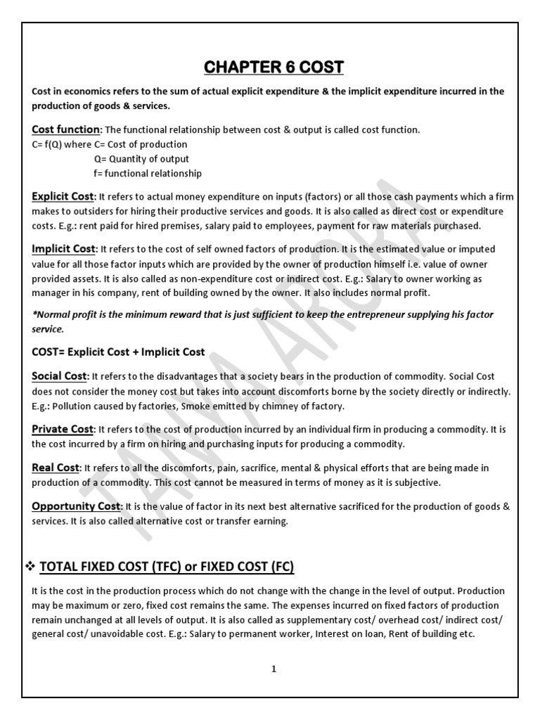 Cost | PDF | Marginal Cost | Cost