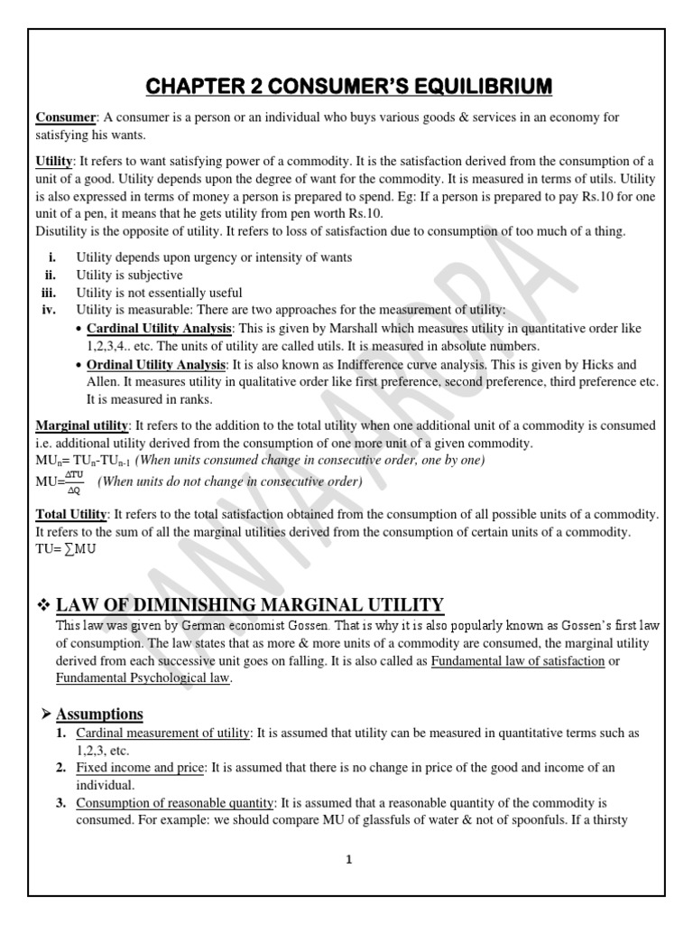 Consumer Equilibrium | Download Free PDF | Utility | Economic Equilibrium