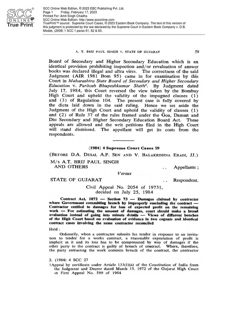 (1984) 4 SCC 59 | PDF | Separation Of Powers | Public Law