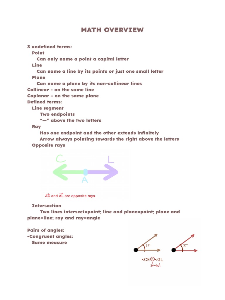 Math Overview | Download Free PDF | Line (Geometry) | Angle