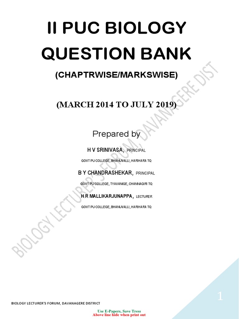 2nd PUC Biology Question Bank 2025 | PDF | Gene | Immune System