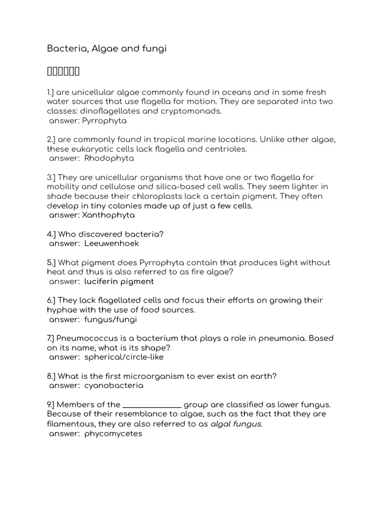 Bacteria, Fungi, Algae | PDF | Wellness