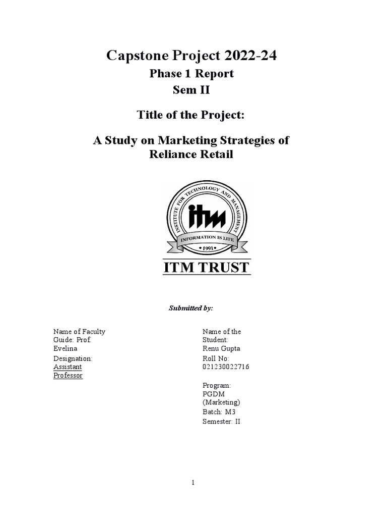 Capstone Project | PDF | Retail | Marketing