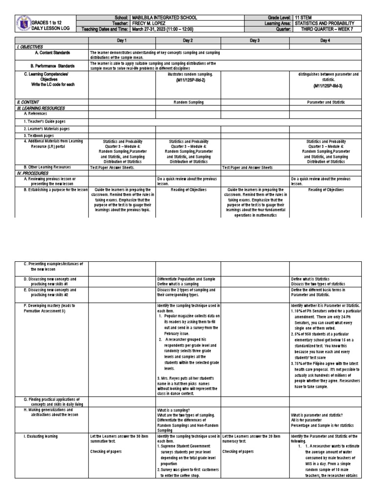 I. Objectives | Download Free PDF | Statistics | Sampling (Statistics)