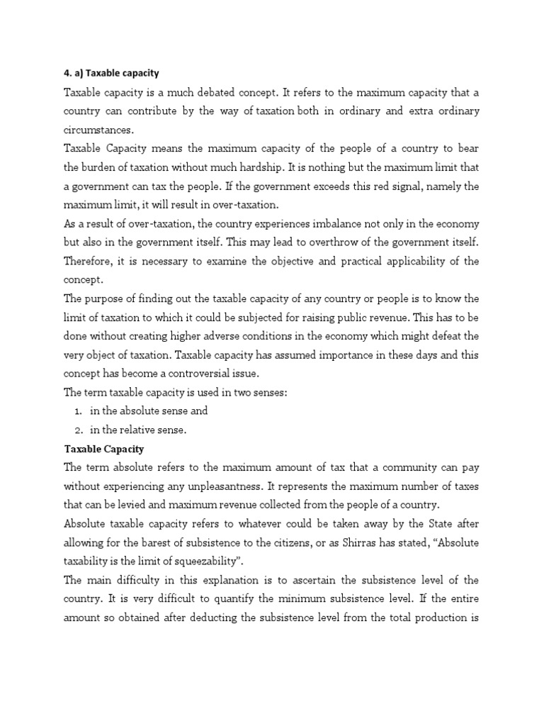 A) Taxable Capacity | PDF | Taxes | Income Tax