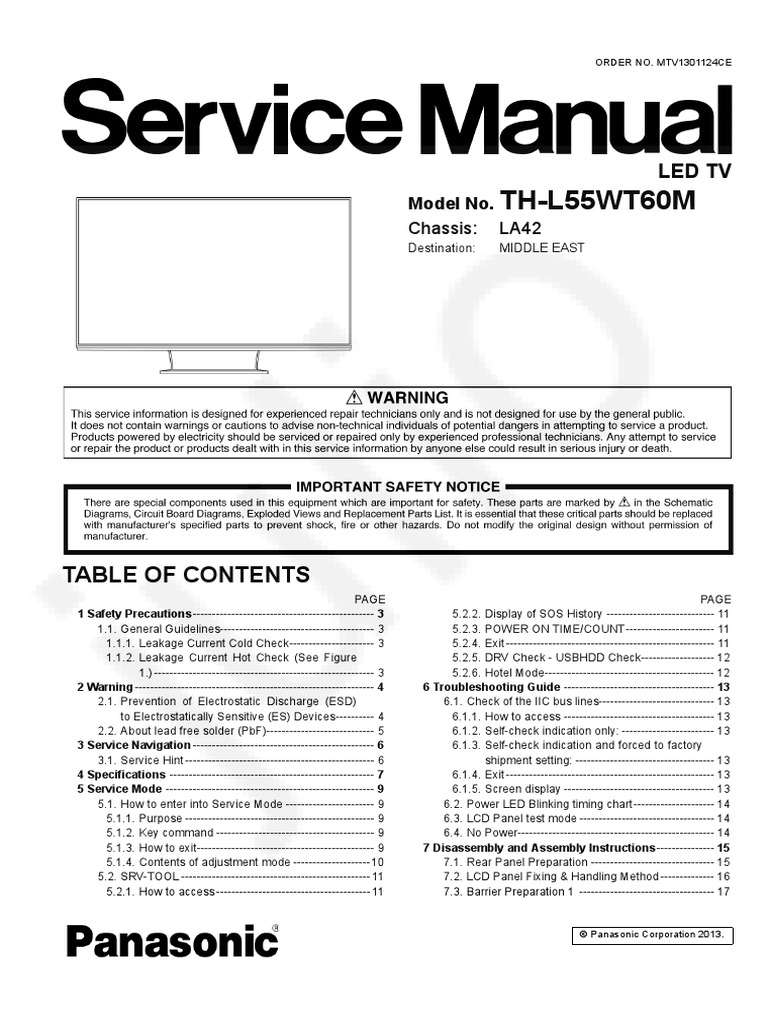 TH-L55WT60M: Led TV | PDF | Soldering | Electrostatic Discharge