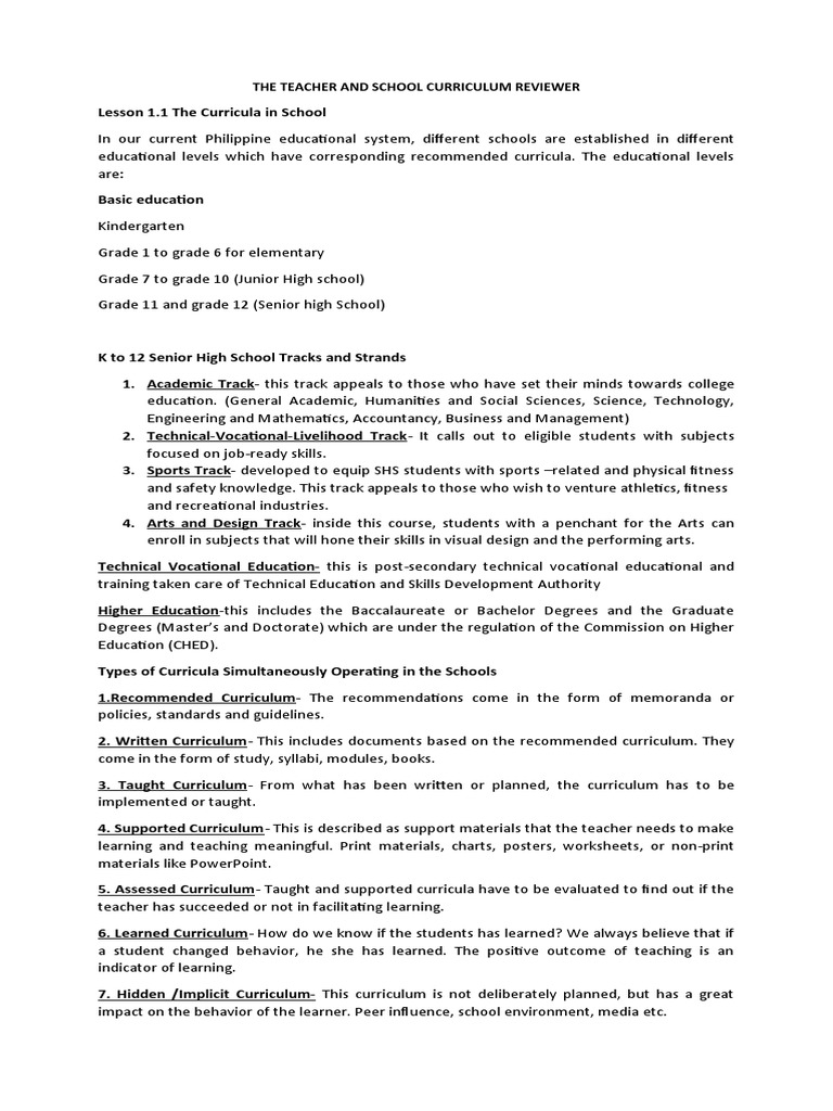 An In-Depth Review of School Curriculums, Educational Levels, and ...