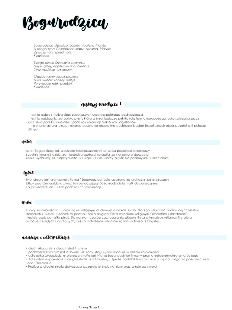 Bogurodzica 1 | PDF