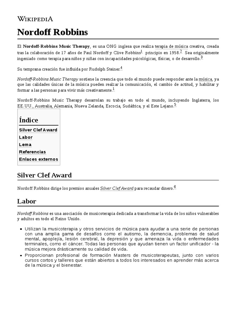 Nordoff Robbins | PDF | Psicoterapia | Industria de la música