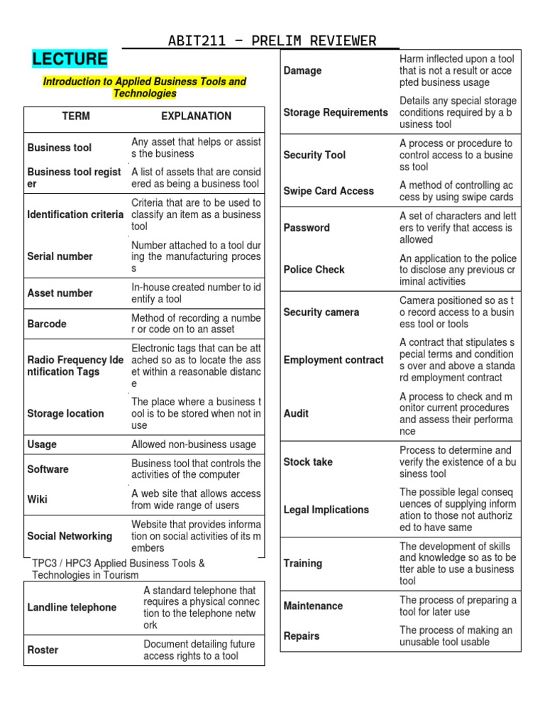 Abit - Prelim Reviewer | PDF