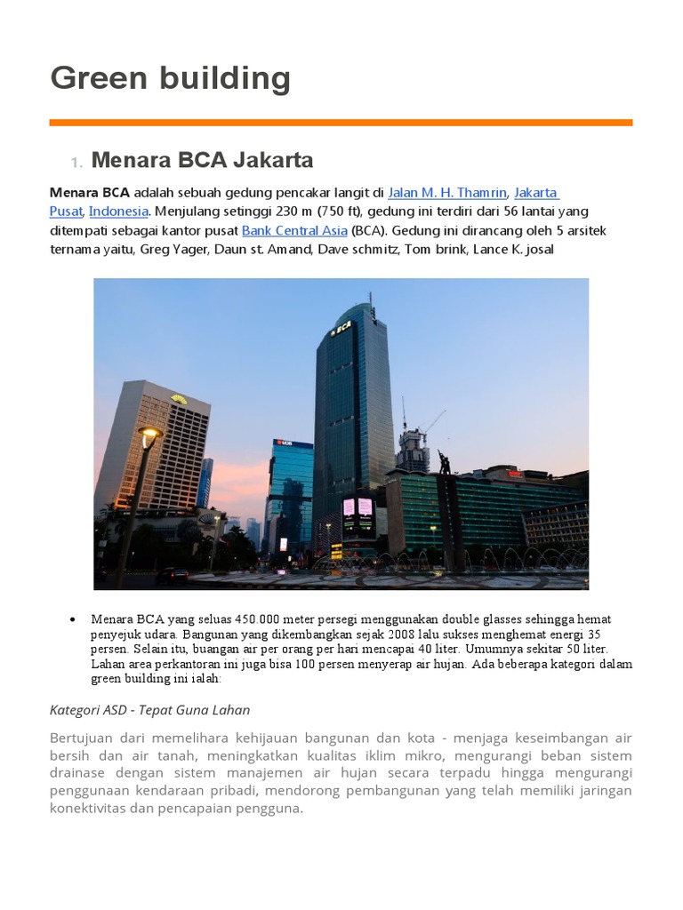 Green Building: Menara BCA Jakarta | PDF