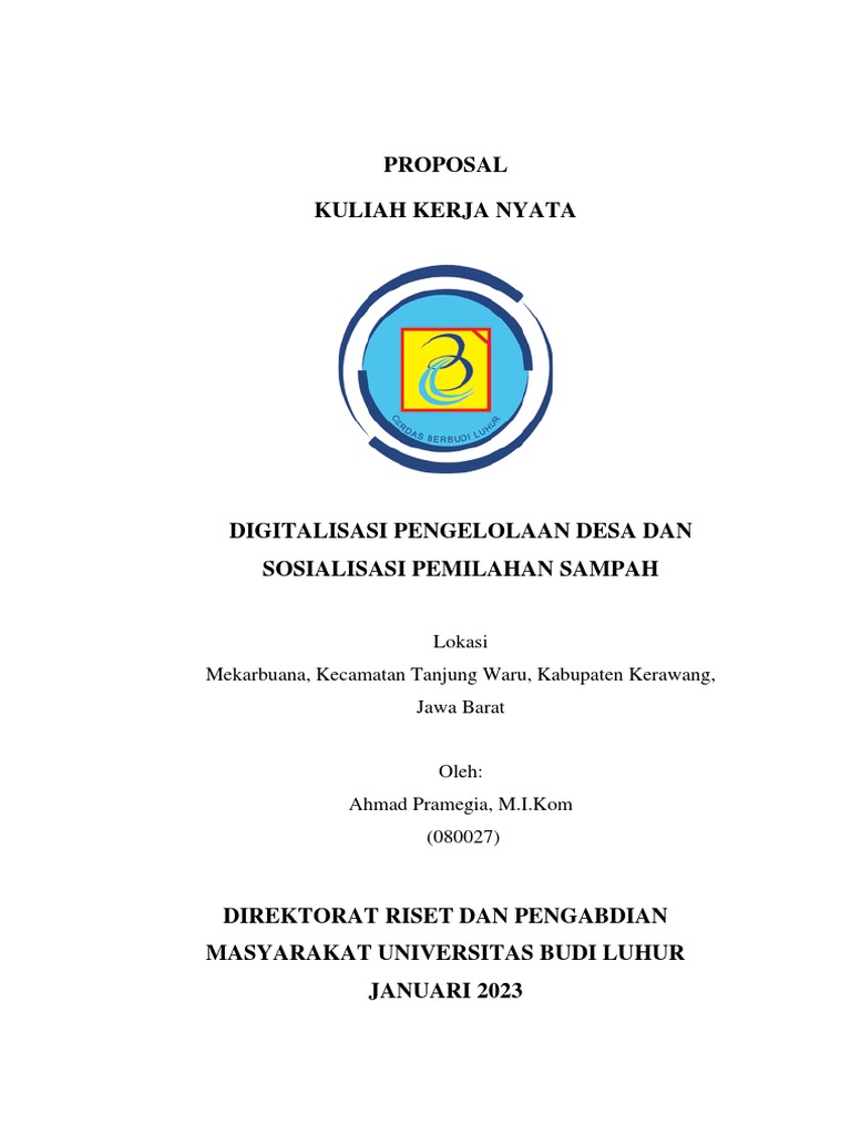Proposal Kuliah Kerja Nyata: Lokasi Mekarbuana, Kecamatan Tanjung Waru ...
