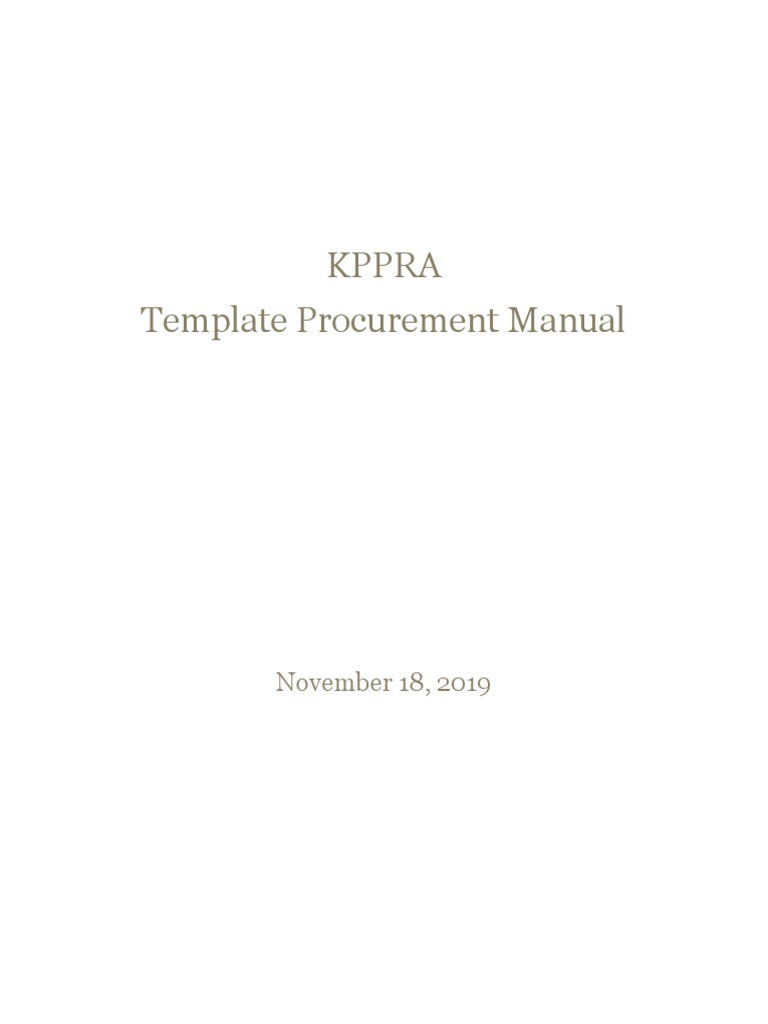 KPPRA Procurement Manual | PDF | Procurement | Specification (Technical ...