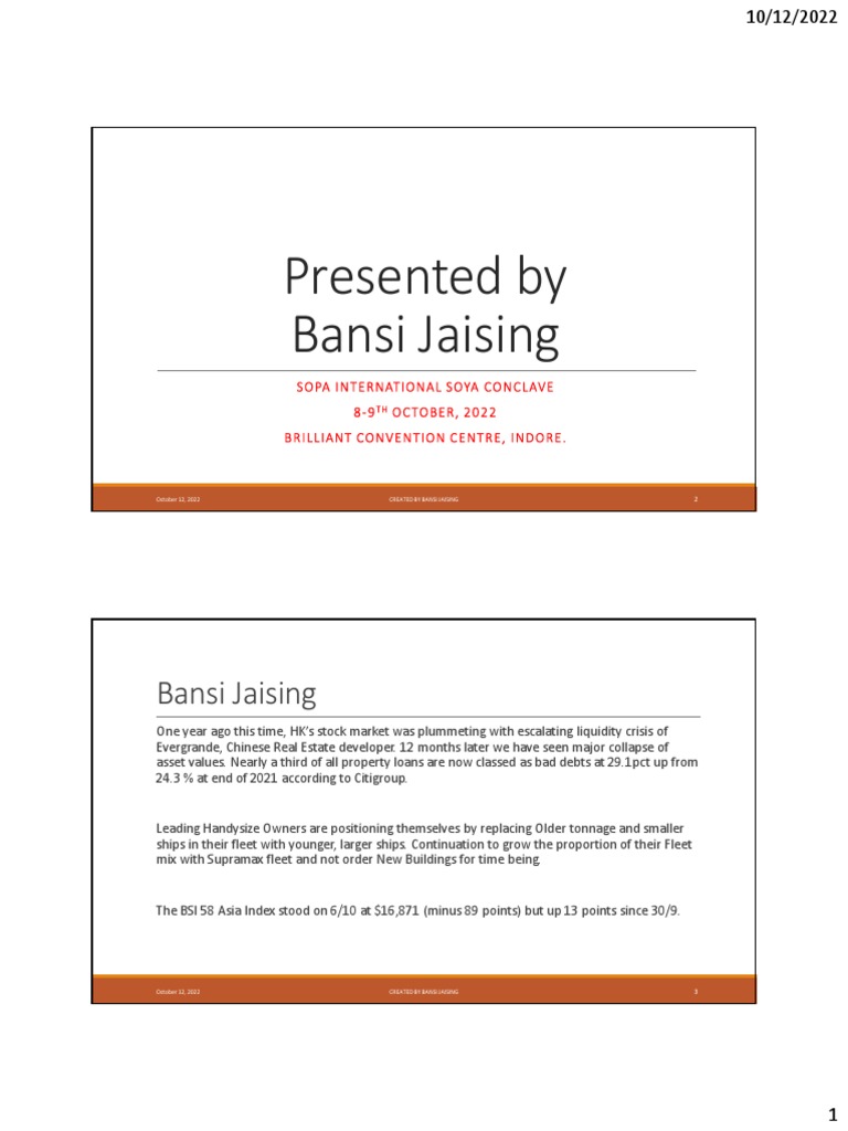 8 The Role of Shipping in Soy Product Exports - by Mr. Bansi Jaising | PDF | Economies | Money