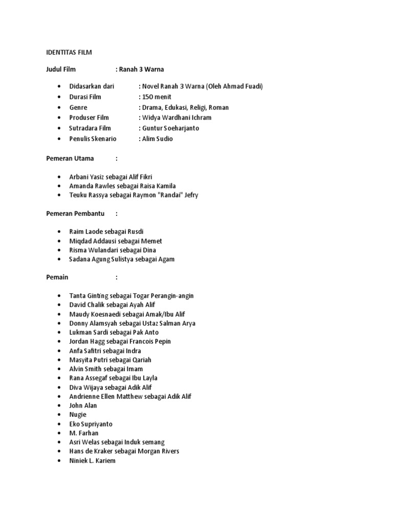 S1 Ars - Identitas Film Ranah 3 Warna | PDF