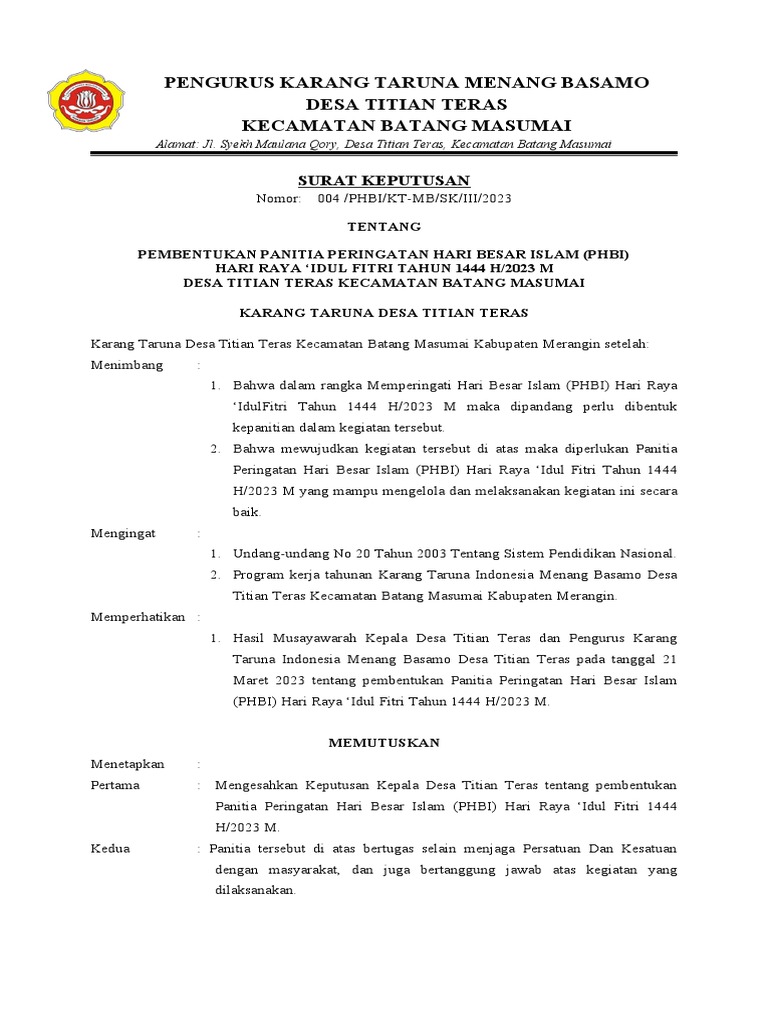 Surat SK Kti-1 | PDF