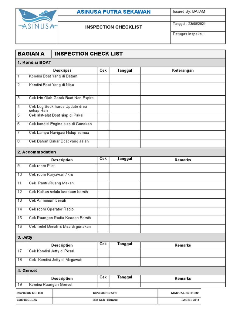 Format Inspection Checklist | PDF