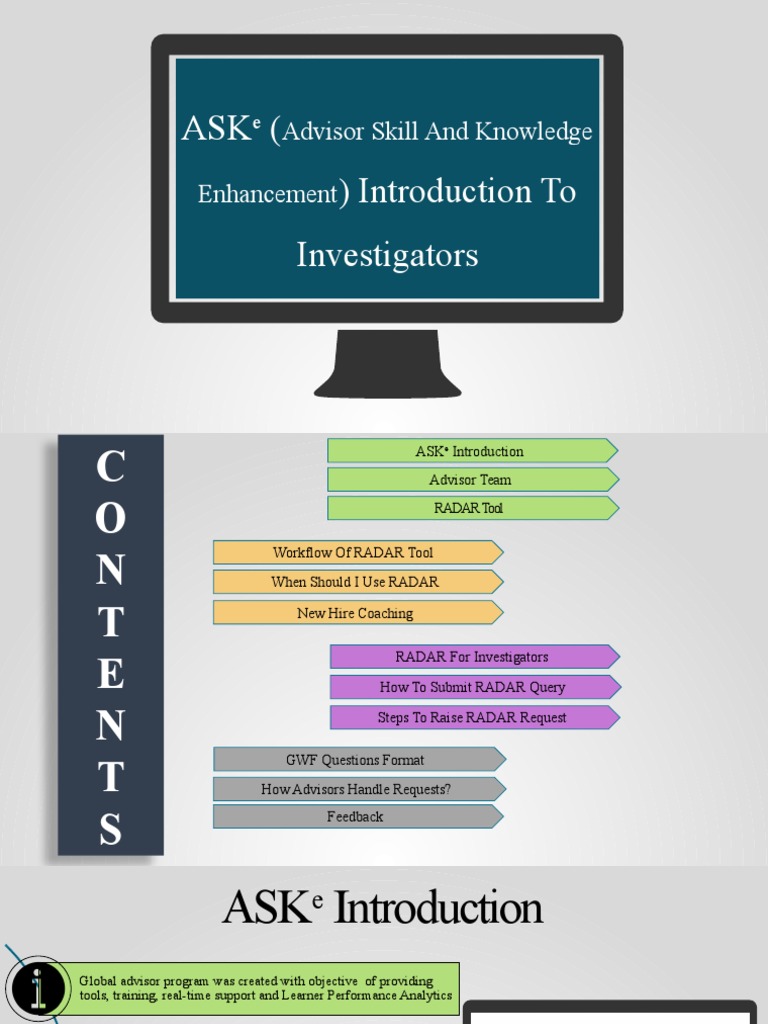 ASKe RADAR Tool Overview for Investigators | PDF | Business | Communication