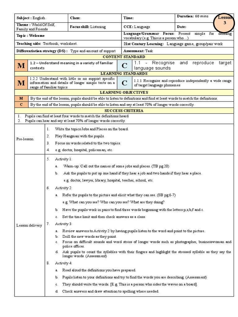Lesson 3 Non ts25 | PDF | Word Search | Word