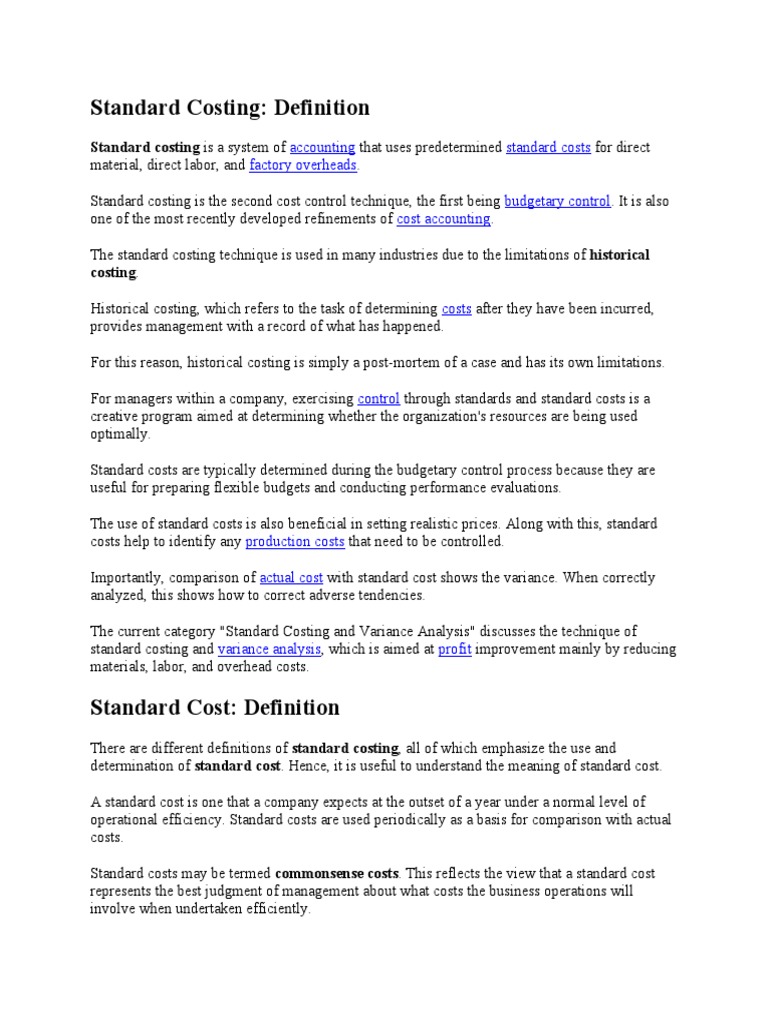14 Advantages of Standard Costing | Download Free PDF | Cost | Cost ... 14 Advantages of Standard Costing | Download Free PDF | Cost | Cost ...