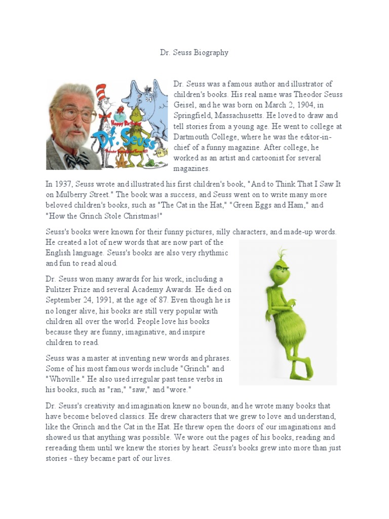 Dr. Seuss Biography | PDF | Social Science | Classics