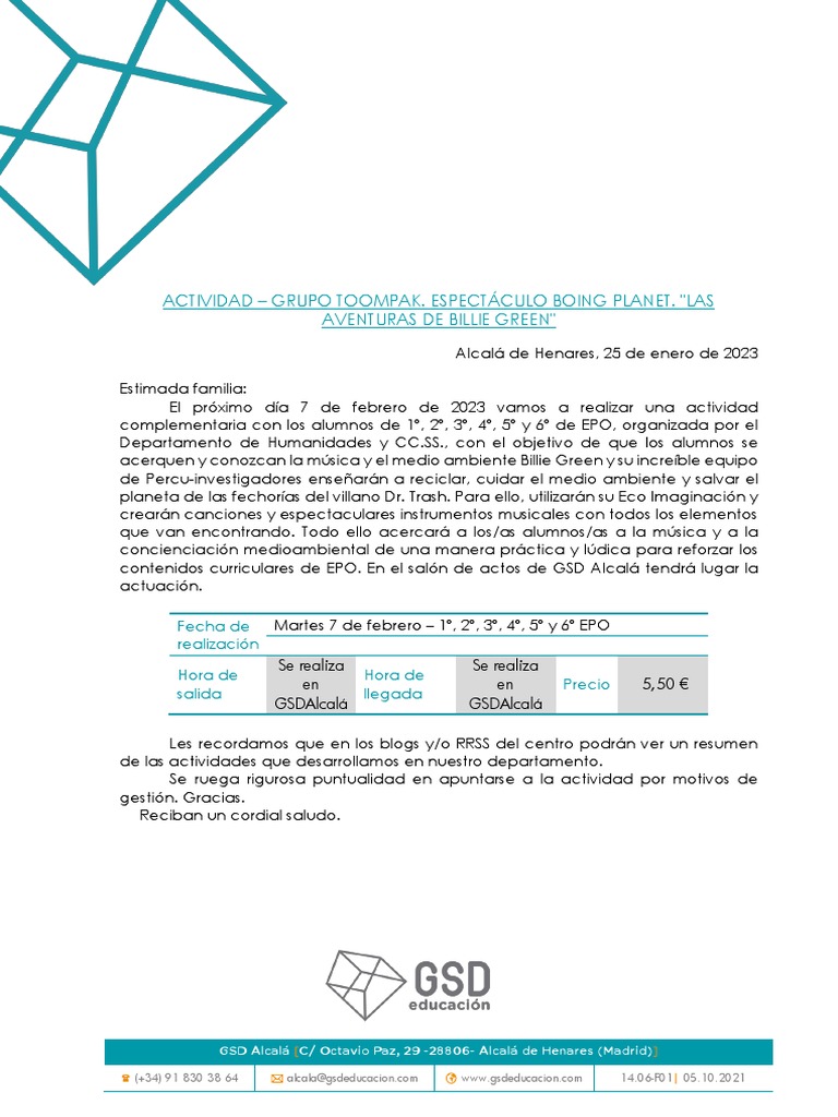 Actividad - Grupo Toompak. Espectáculo Boing Planet. "Las Aventuras de ...