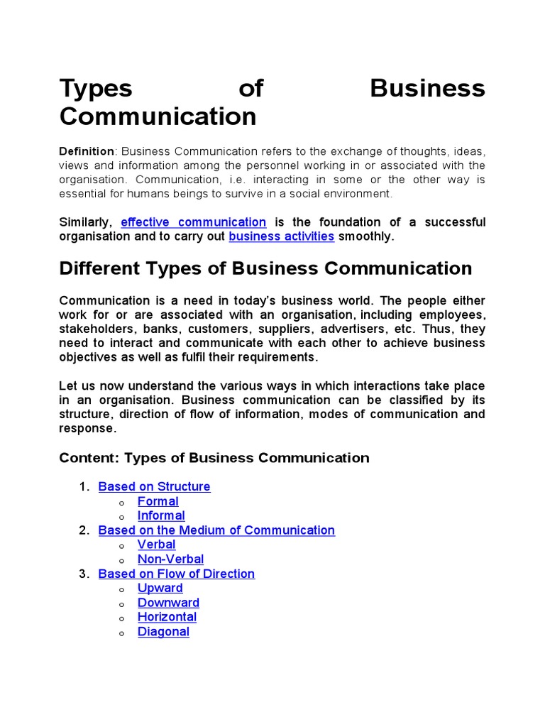 Different Types of Business Communication | Download Free PDF ...