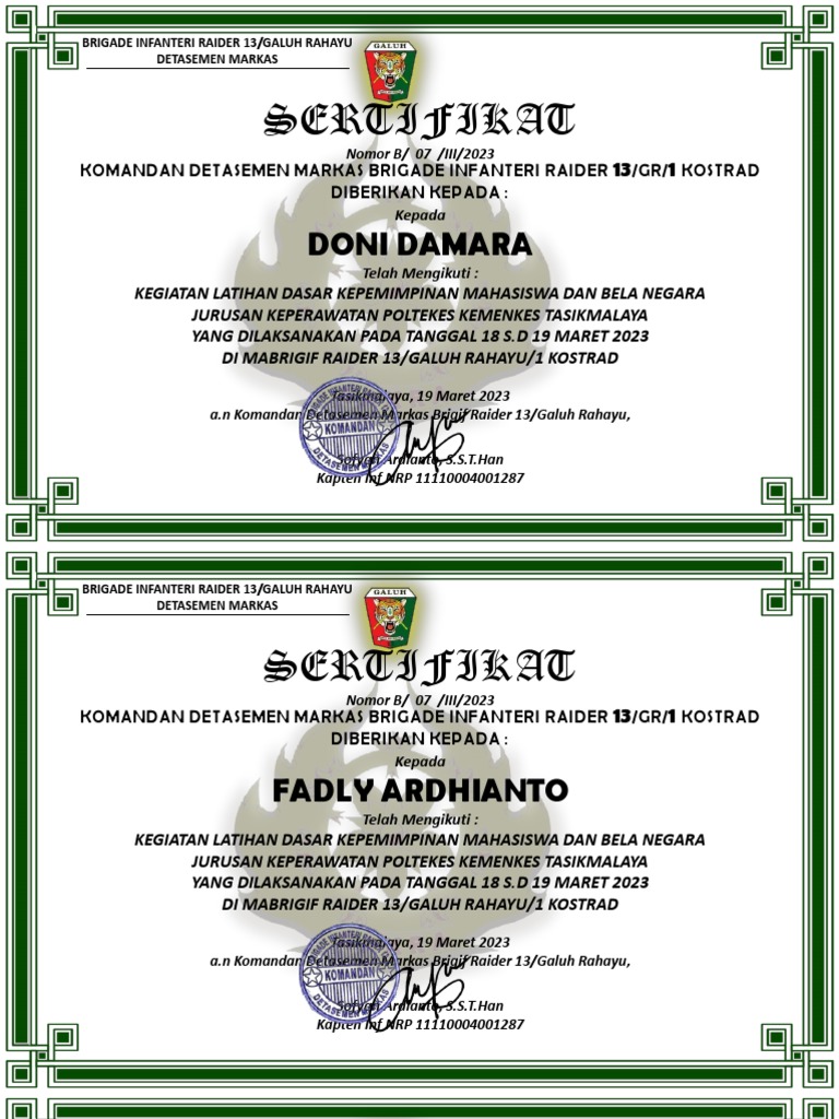 Sertifikat: Doni Damara | PDF