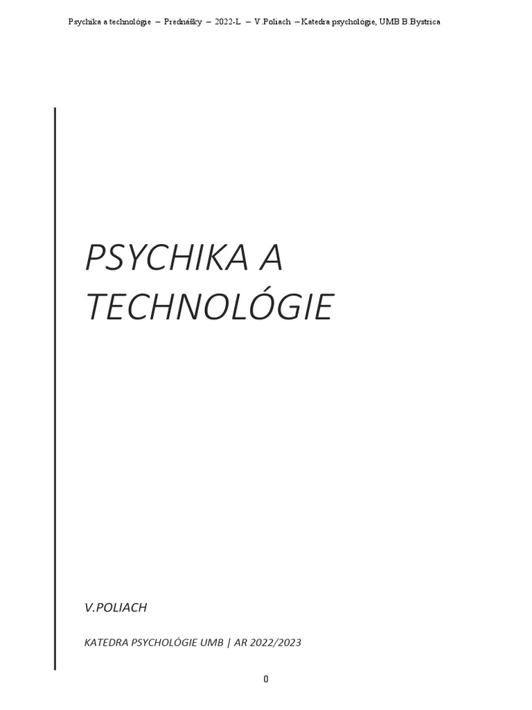Psychika A Technologie | PDF