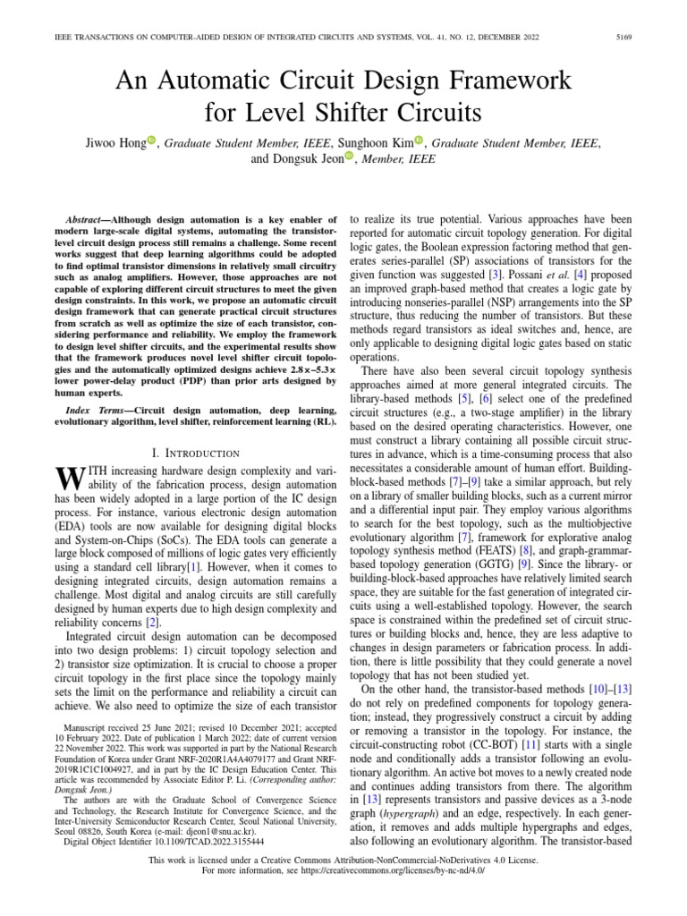 An Automatic Circuit Design Framework For Level Shifter Circuits | PDF ...