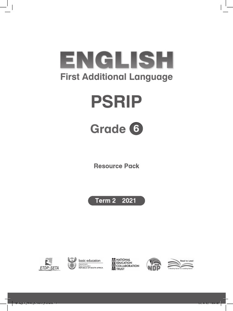 GR 6 Term 2 2021 PSRIP EFAL Resource Pack | PDF