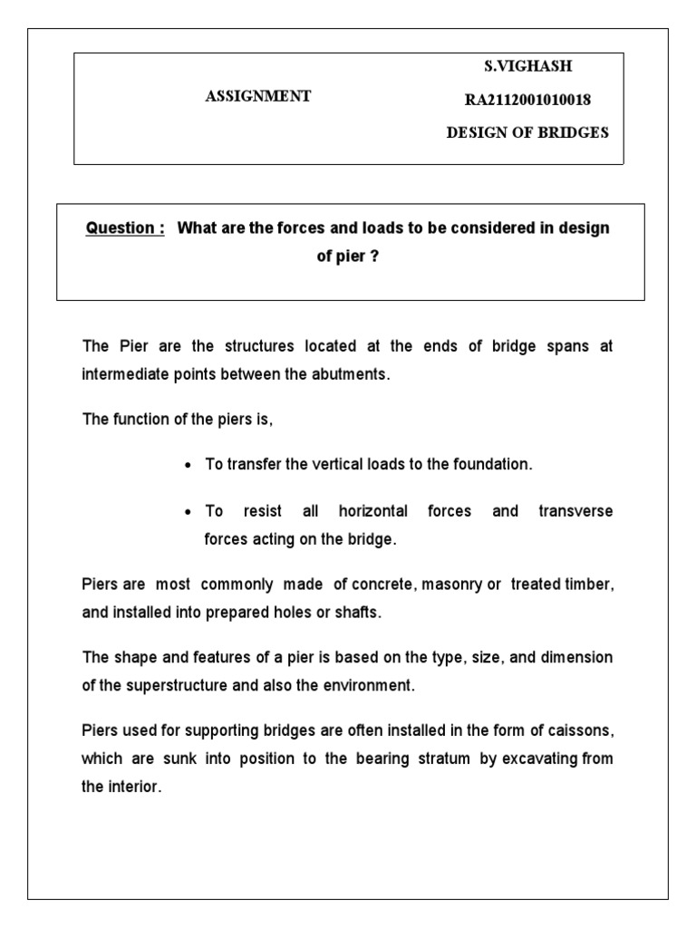 Bridge - Pier Assignment | Download Free PDF | Bridge | Physical Sciences