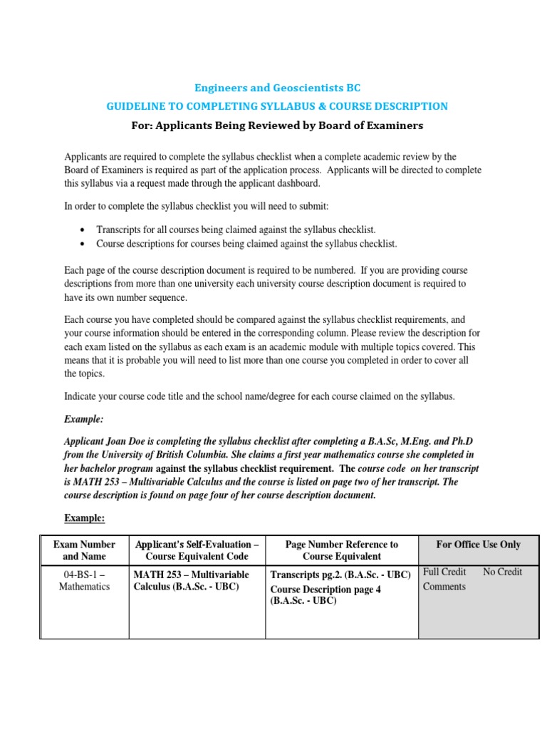 Guide To Completing Syllabus and Course Descriptions | PDF | Thesis ...