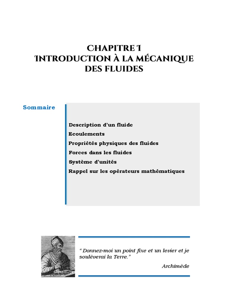Mécanique Des Fluides - Chapitre I | PDF | Fluide | Particule