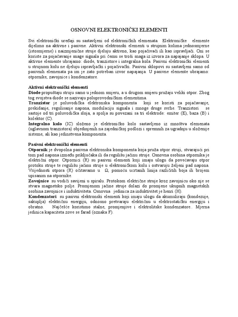 Elektronički Elementi-1 | PDF