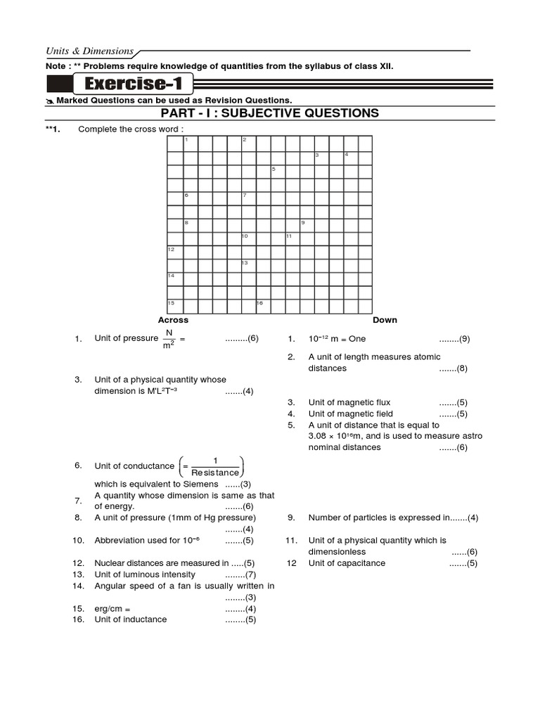 Unit Dimension Exercise | PDF | Velocity | Quantity
