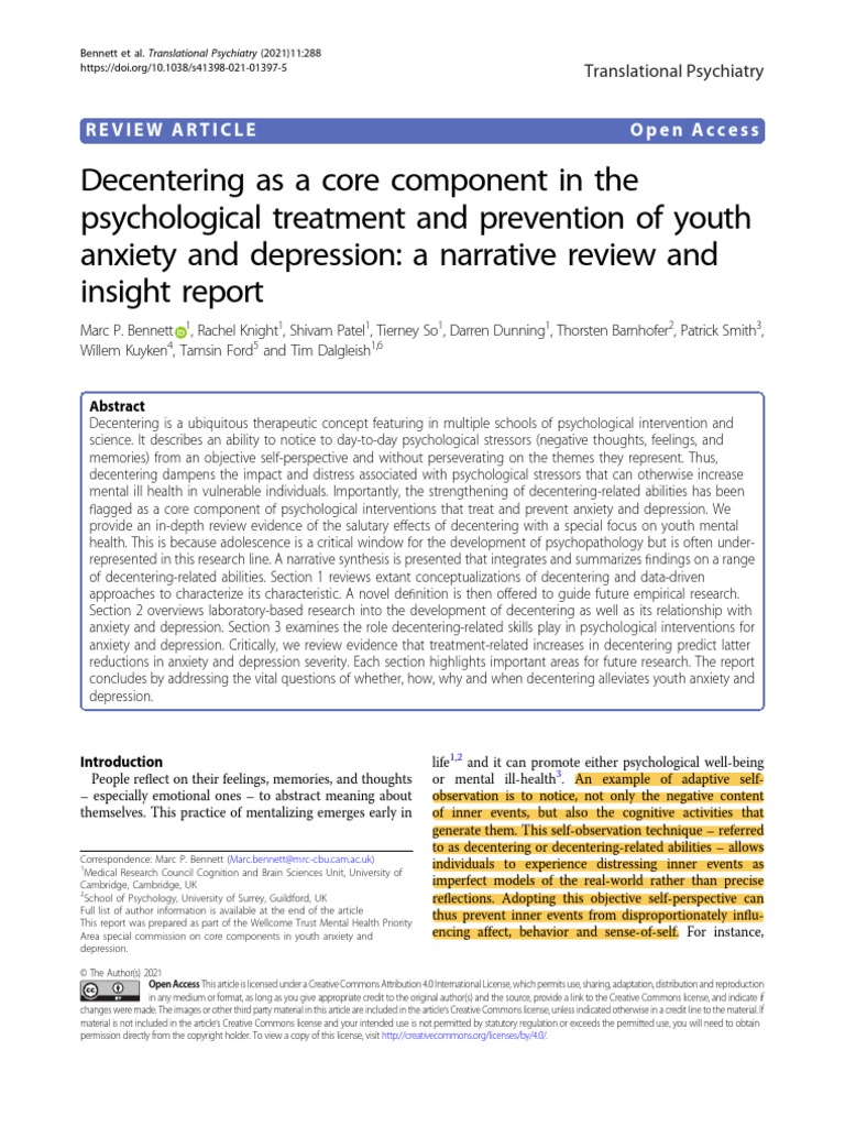 Decentering | Download Free PDF | Cognitive Behavioral Therapy | Thought
