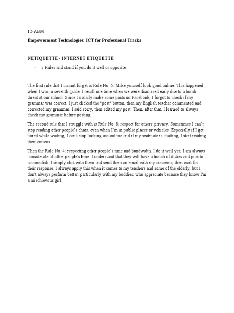 Applying Netiquette Rules: A Reflection on Following Proper Online ...