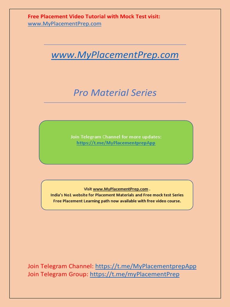 Pro Material Series: Free Placement Video Tutorial With Mock Test Visit ...