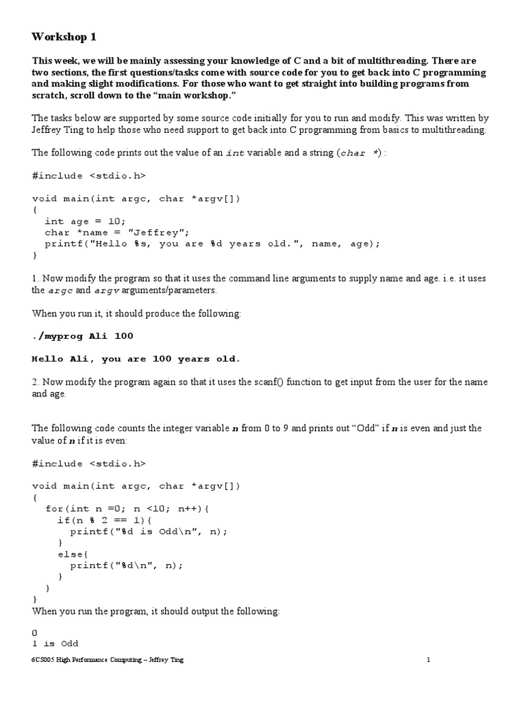 Workshop 1 Pdf Parameter Computer Programming Computer Science