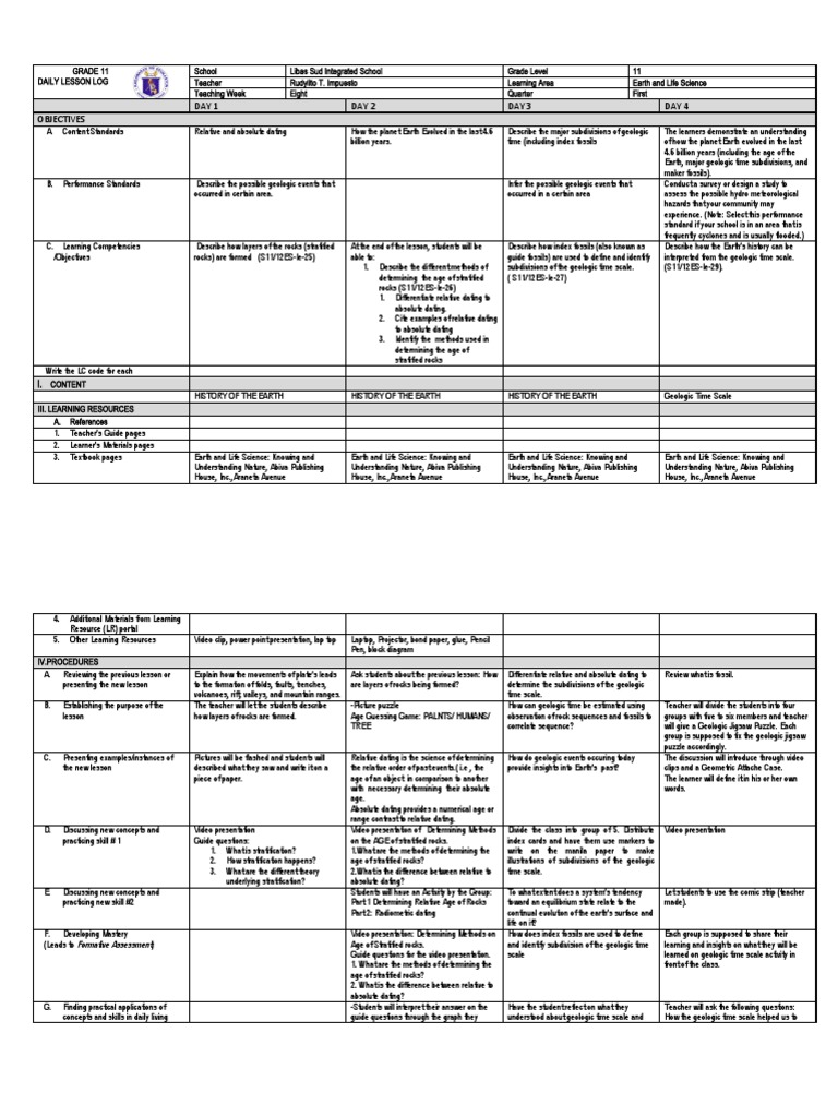 Earth History and Geologic Time Scale | PDF | Geologic Time Scale ...