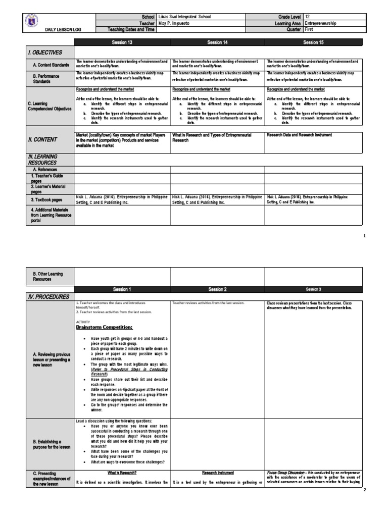 DLL Entrep Week | PDF | Survey Methodology | Entrepreneurship