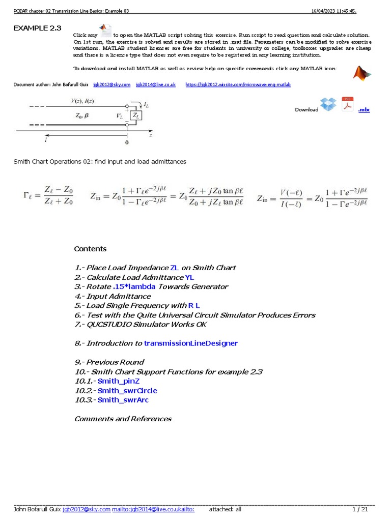 Microwave Engineering Chapter 2 Example 3 | PDF | Transmission Line | Electrical Engineering