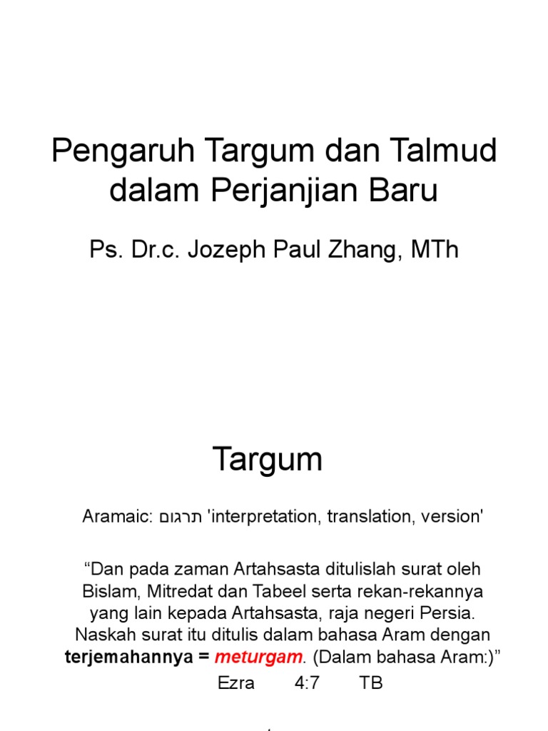 The Influence of Targum and Talmud in the New Testament | PDF | Isaac ...
